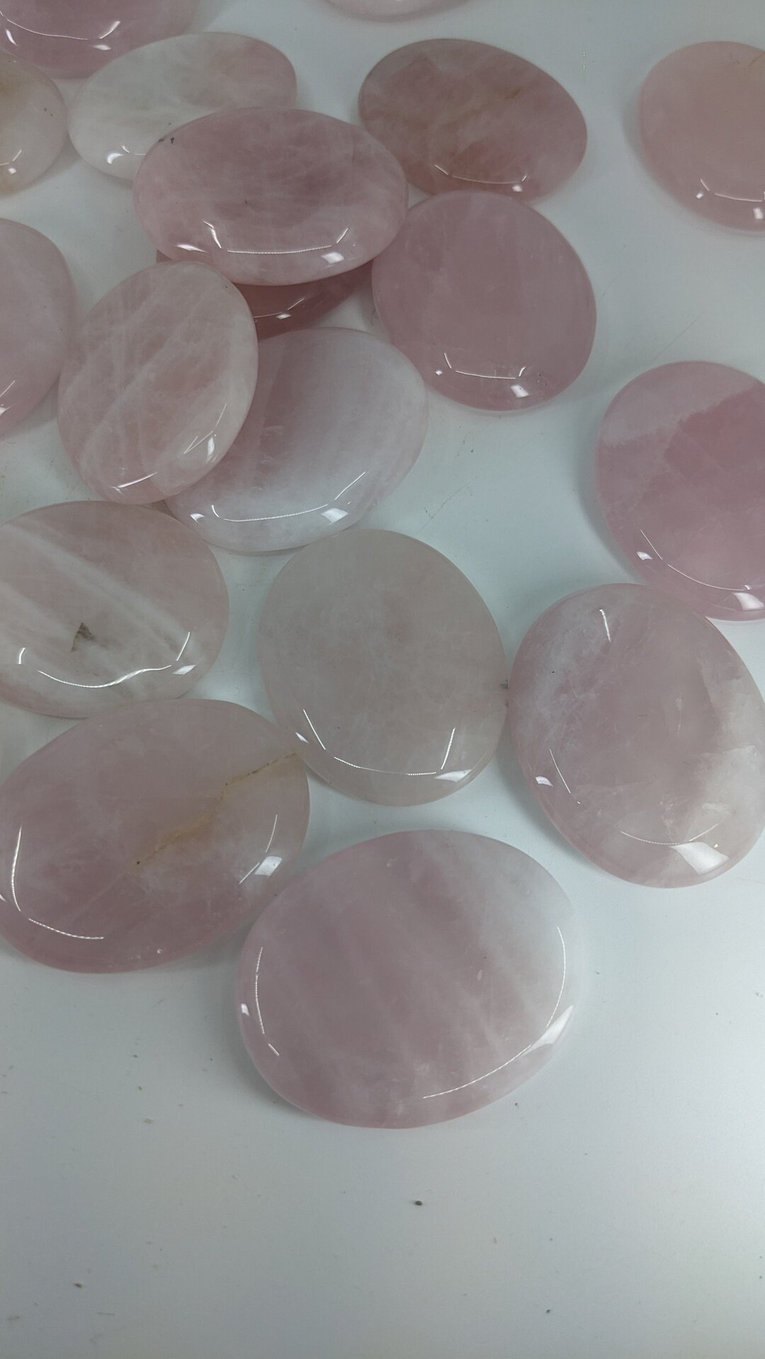 Rose Quartz Circle Worry Thumb Pocket Flat Palm Stone Love Soothing ...