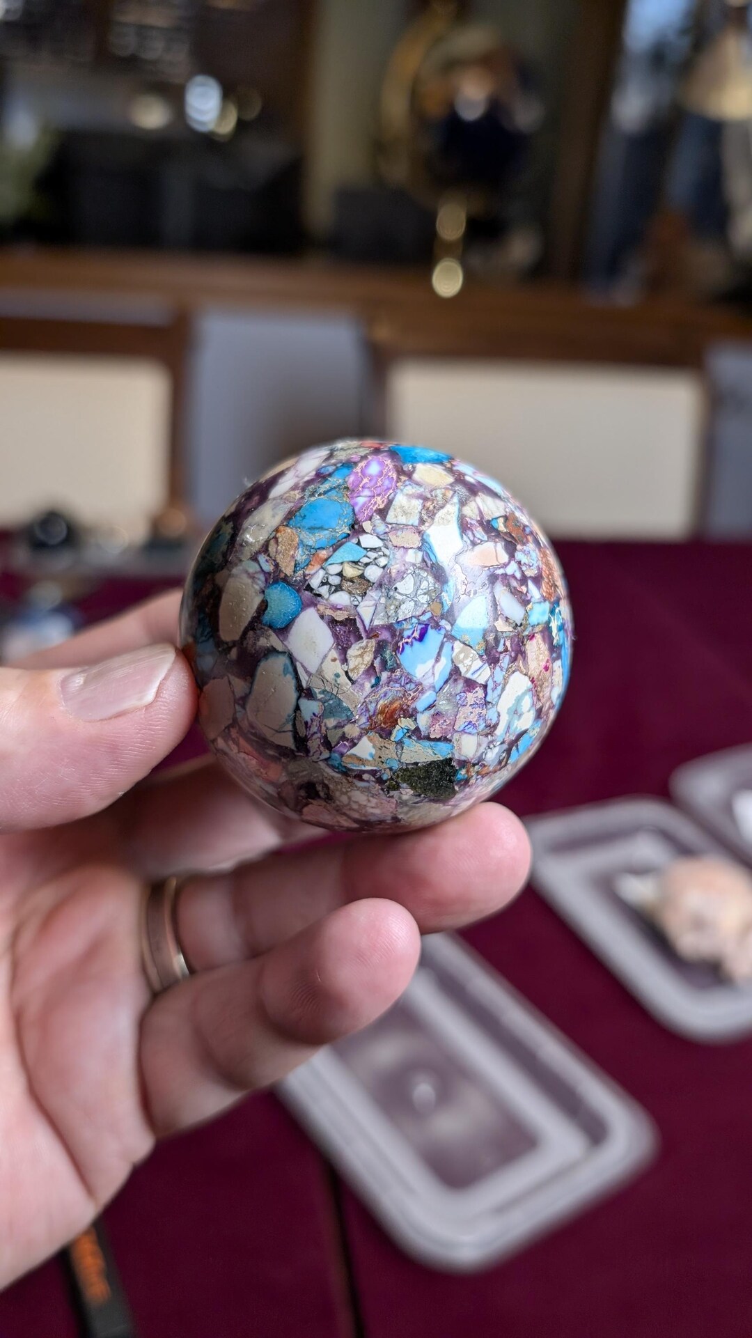 Turquoise Opal Chips Bonded Crystal Stone Sphere WHOH33 - Etsy