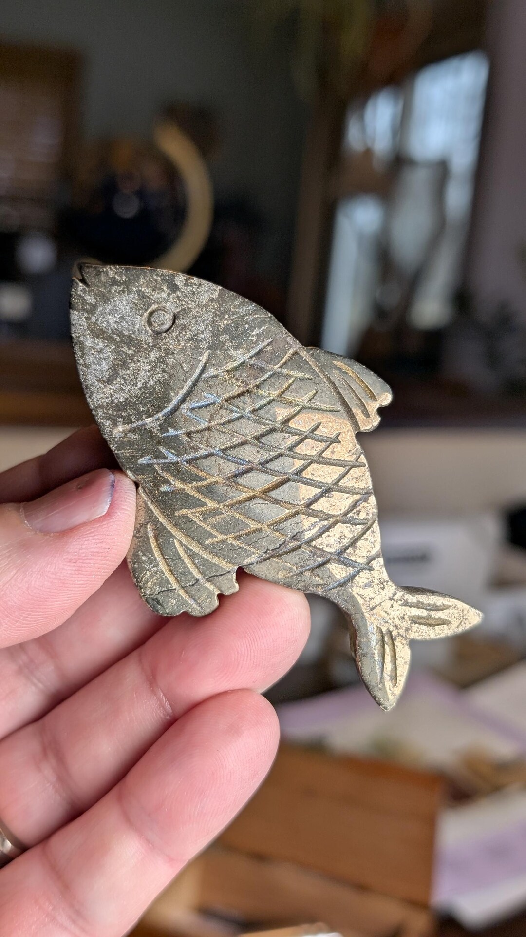 Pyrite Stone Carved Fish Carving Protection Memory 25b26 - Etsy