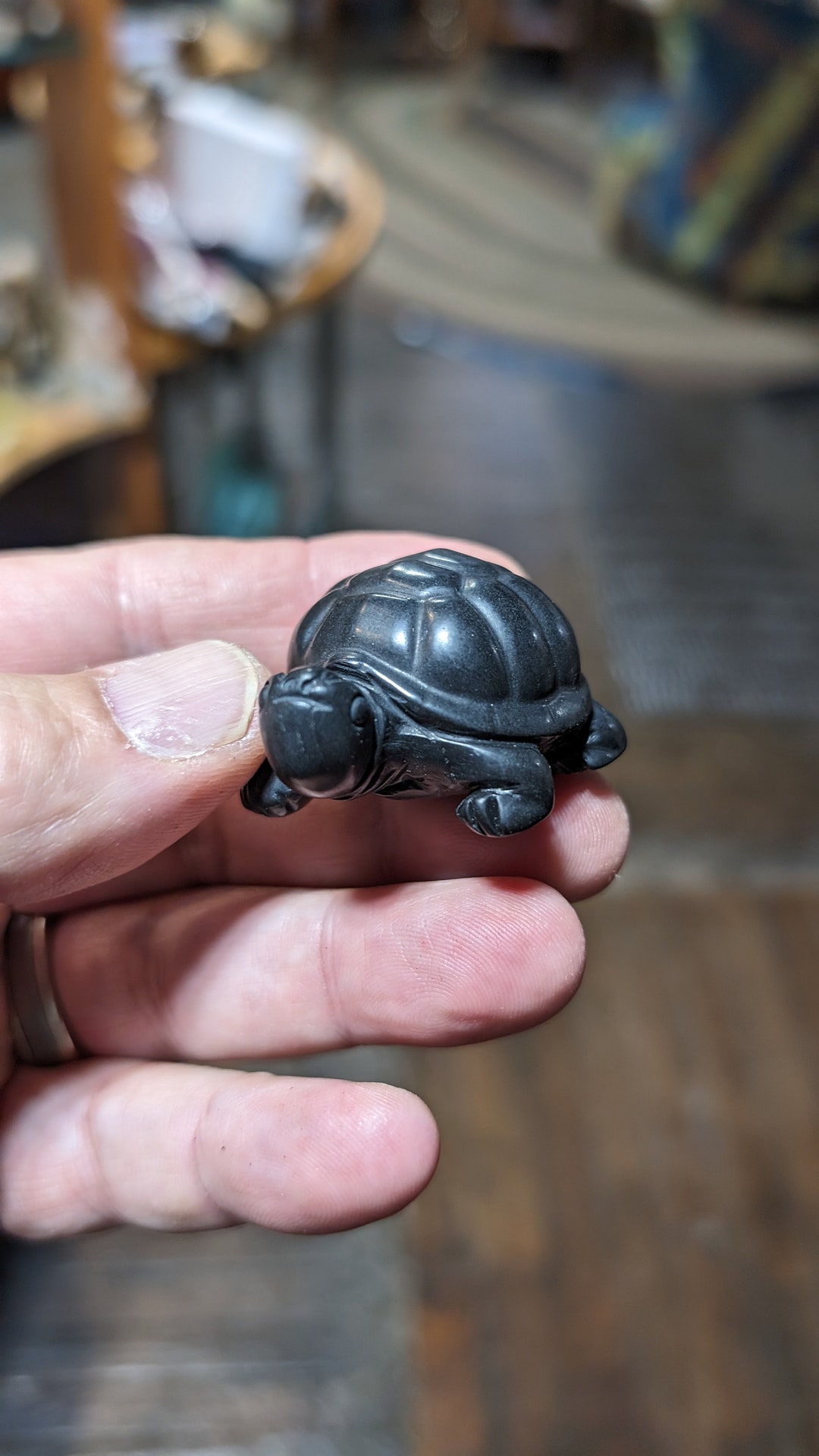 Black Obsidian Turtle Crystal Stone Carved Carving Who23c65 - Etsy