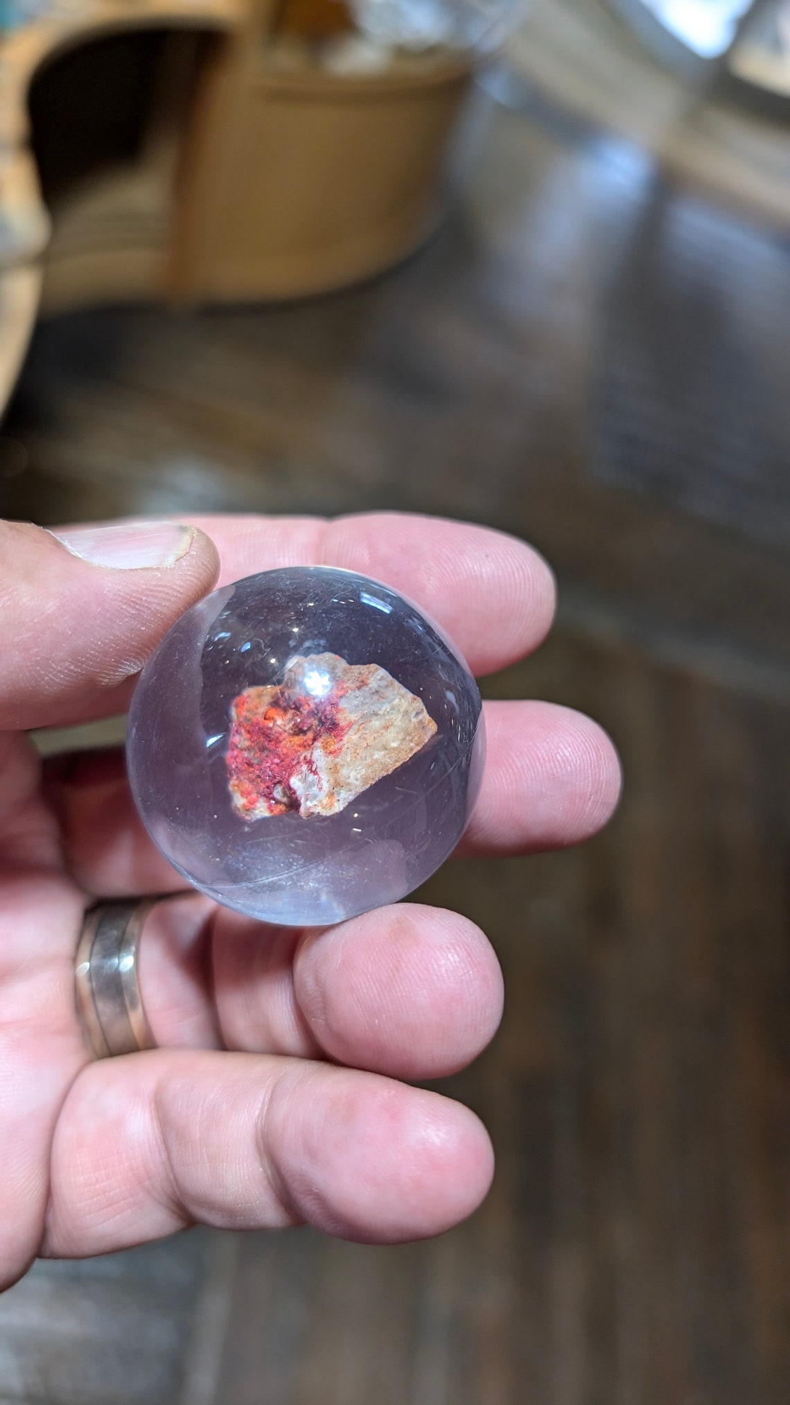 Small Cinnabar in Acrylic Sphere Money Wealth Abundance Transformation ...
