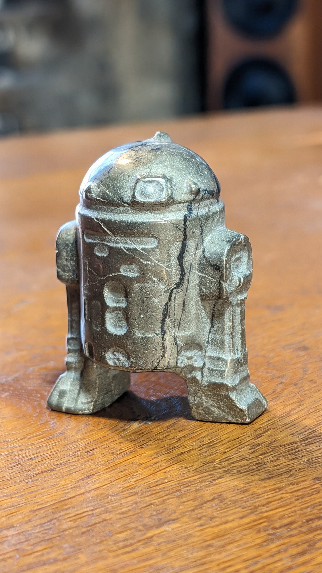 Pyrite Stone Carved Robot Statue Star Carving Protection Memory ...