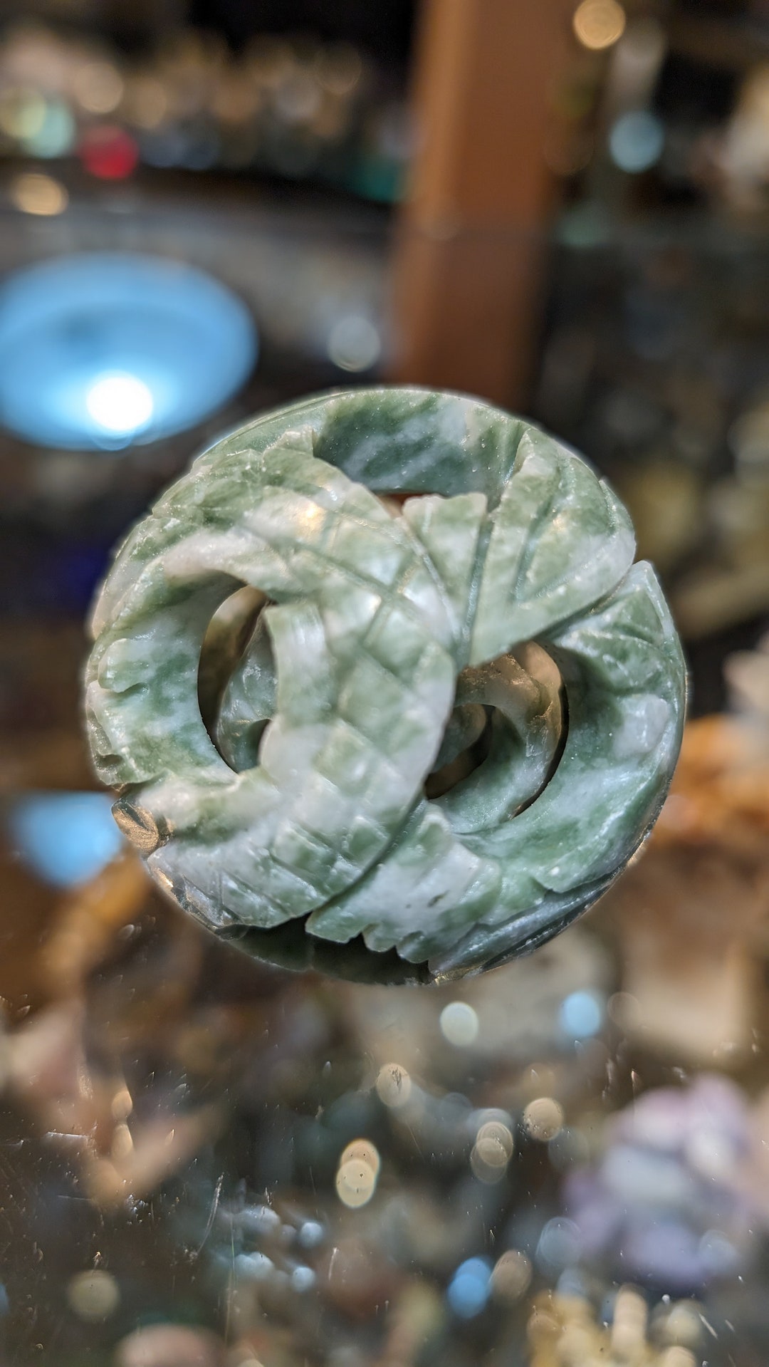 Linglong Stone Carved Deep Green Jade Sphere Exquisite Ball - Etsy