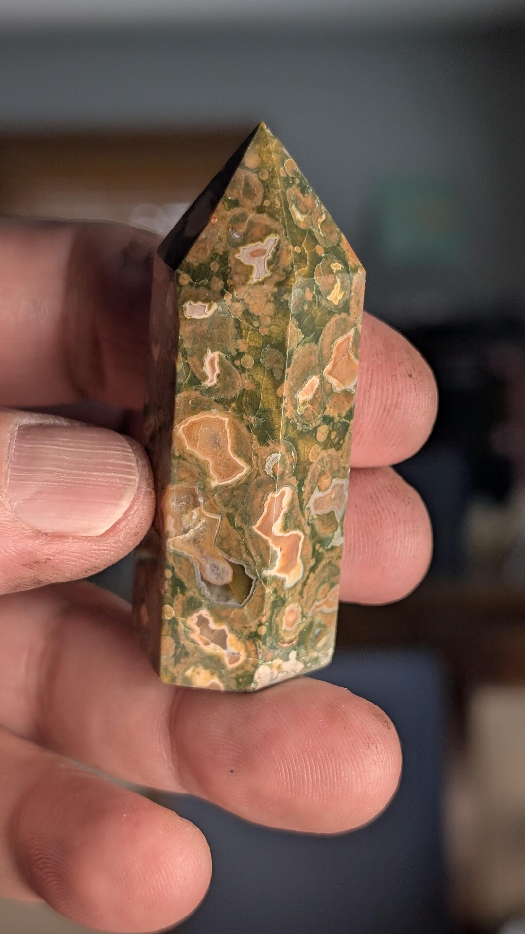 Rainforest Jasper Stone Carved Crystal Point Tower Green Brown Healer ...