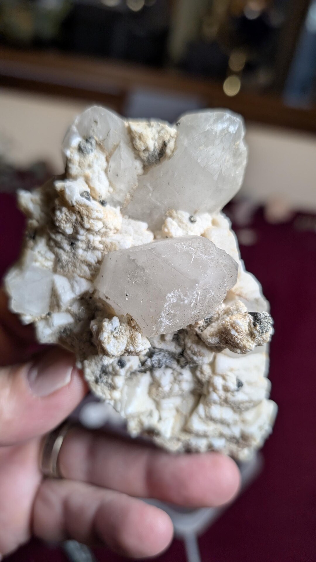 Clear Quartz With Calcite Stone Natural Raw Crystal Decor Decoration ...