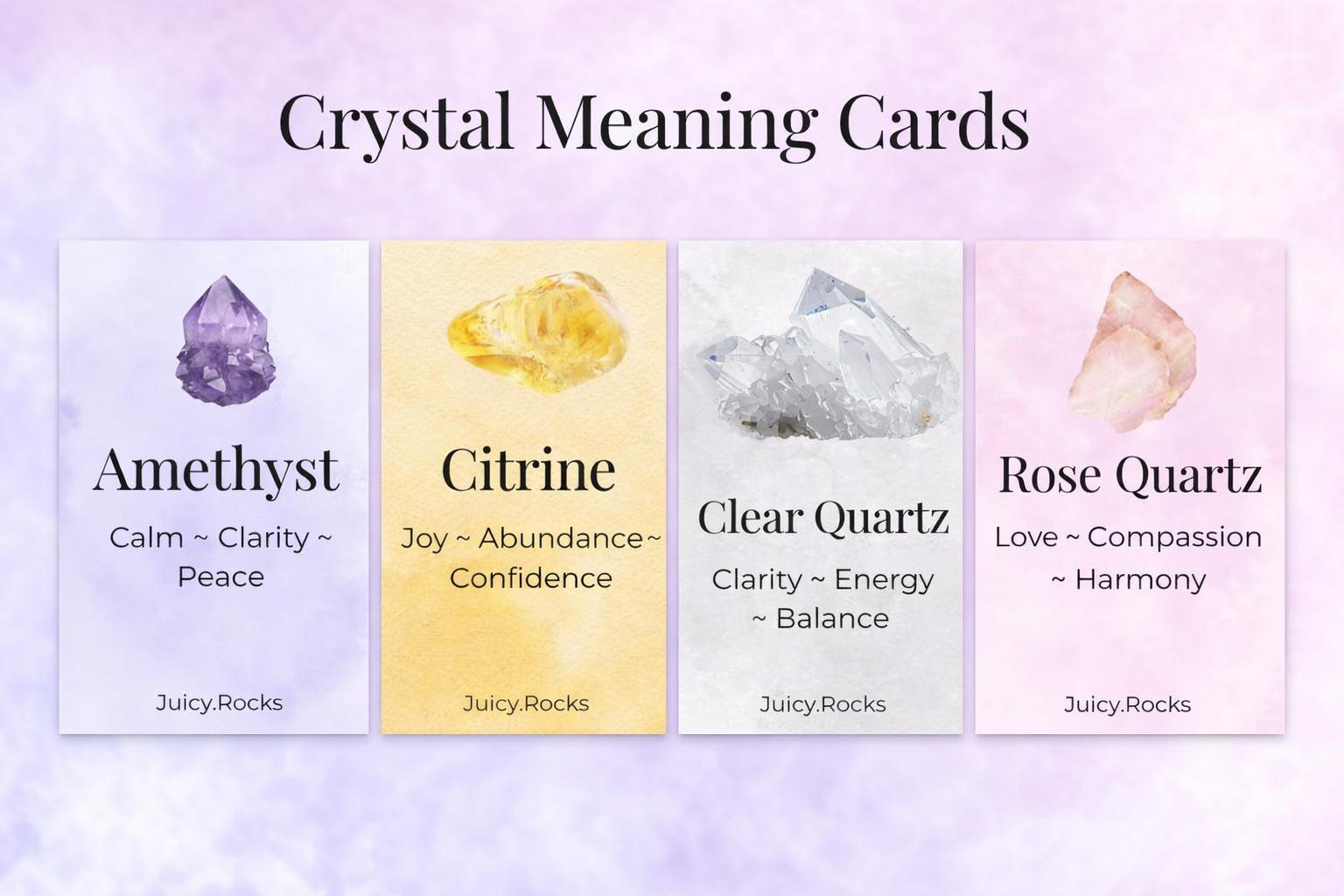 Crystal Meaning Cards Printable | 2x3 Info Cards | Growing Collection ...