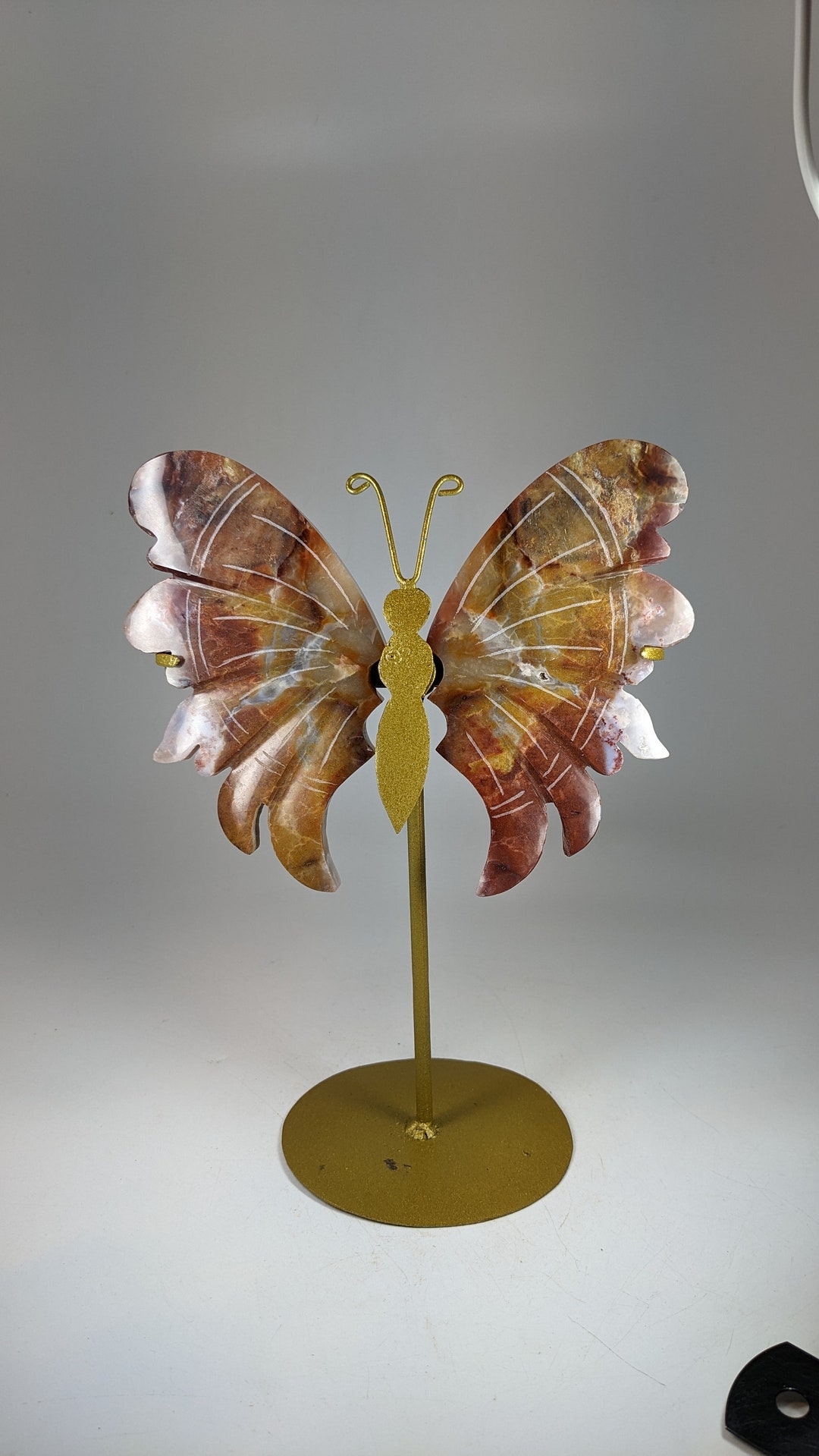 Orange Red Ocean Jasper Butterfly Carved Wings Crystal Stone Happiness ...