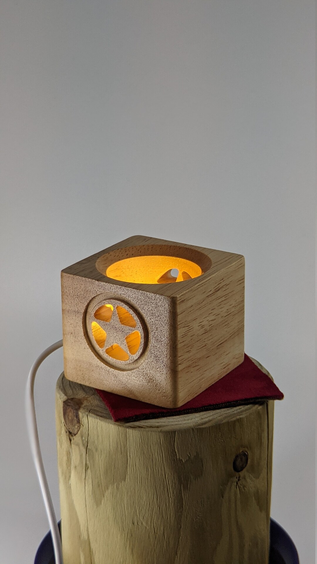 Crystal Stone Sphere Light Box Base Star USB Switch Wood Unique WHOBST1 ...