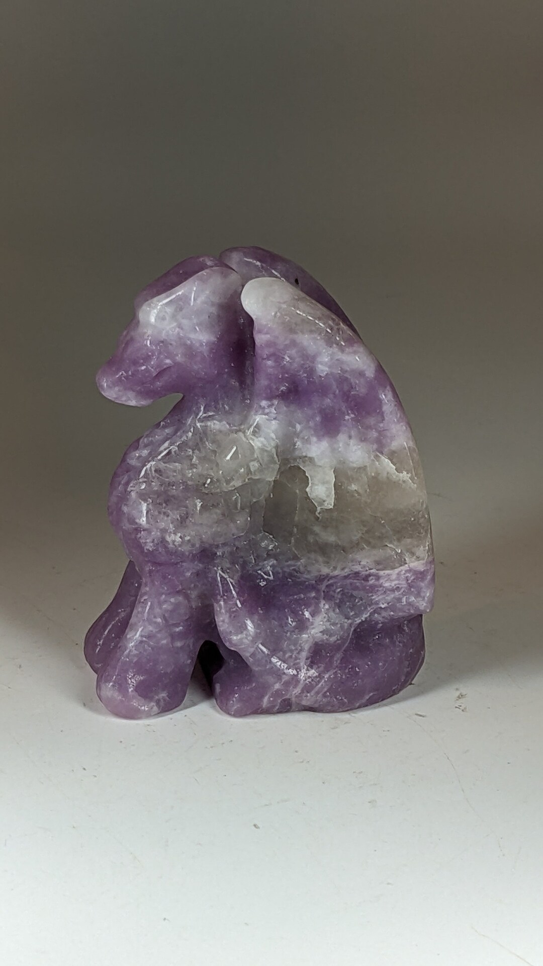 Lepidolite Stone Carved Flying Dragon Carving Crystal Stone Stabilizing ...