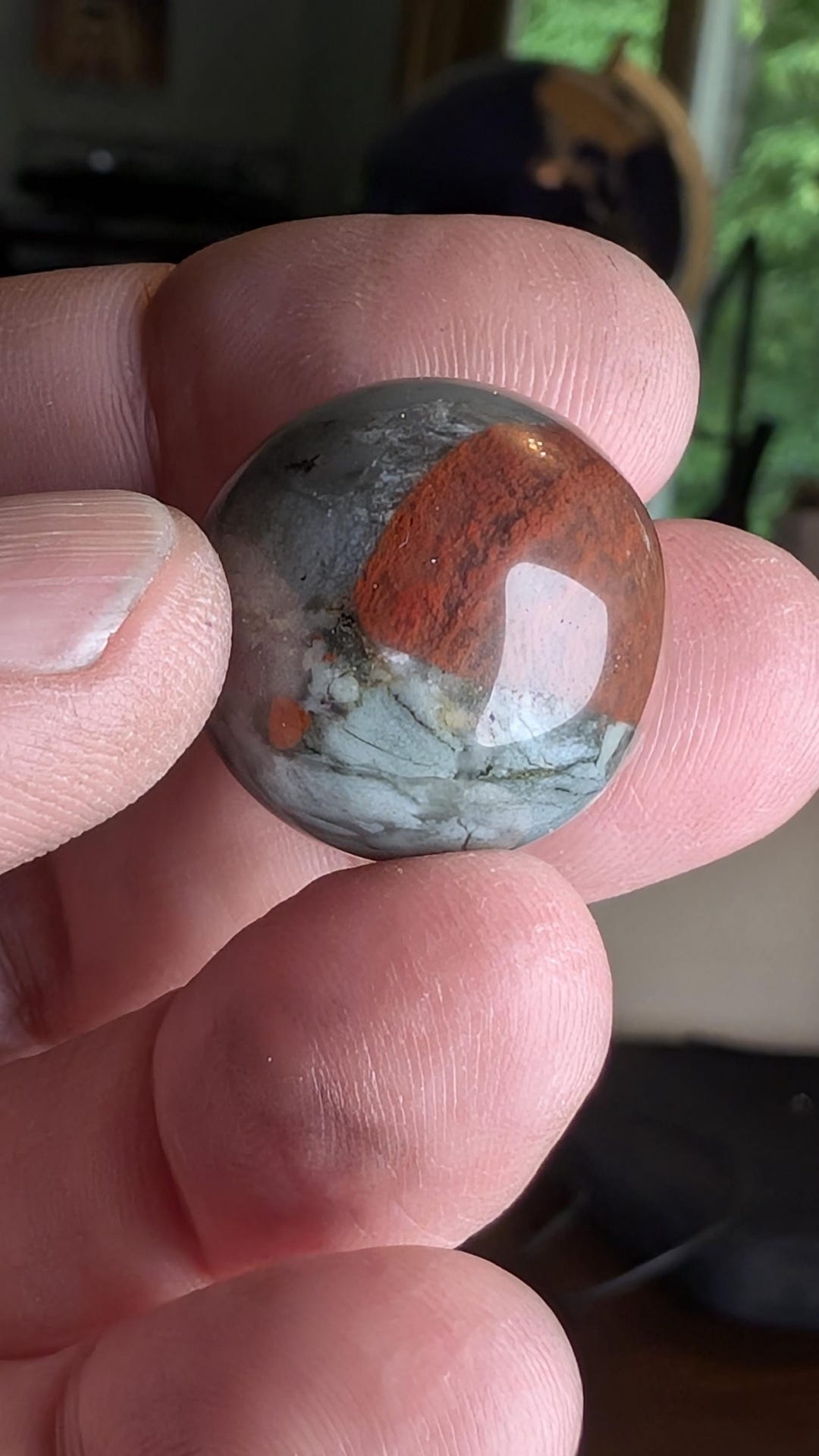 African Bloodstone Dragons Blood Carved Sphere Stone Carving Gray Red ...