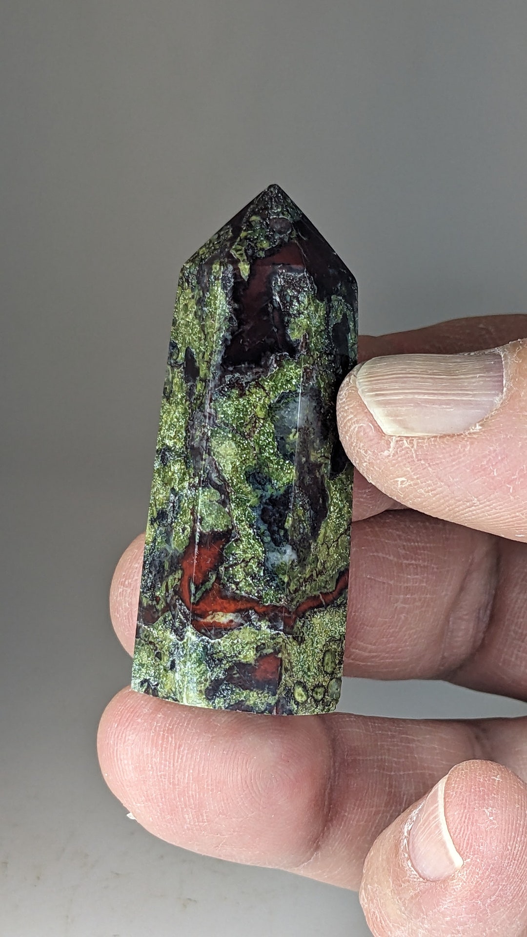 African Bloodstone Point Obelisk Tower Green Red Pink Protection ...