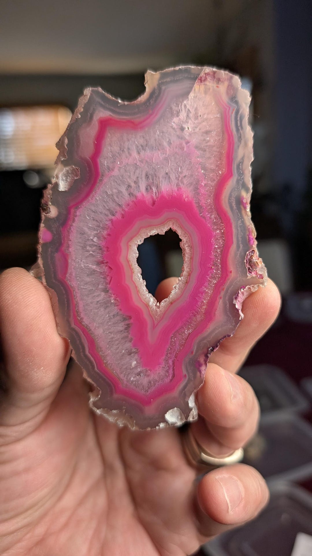 Unique Druzy Pink Geode Agate Slice Slab Strength Courage Clarity OF40 ...
