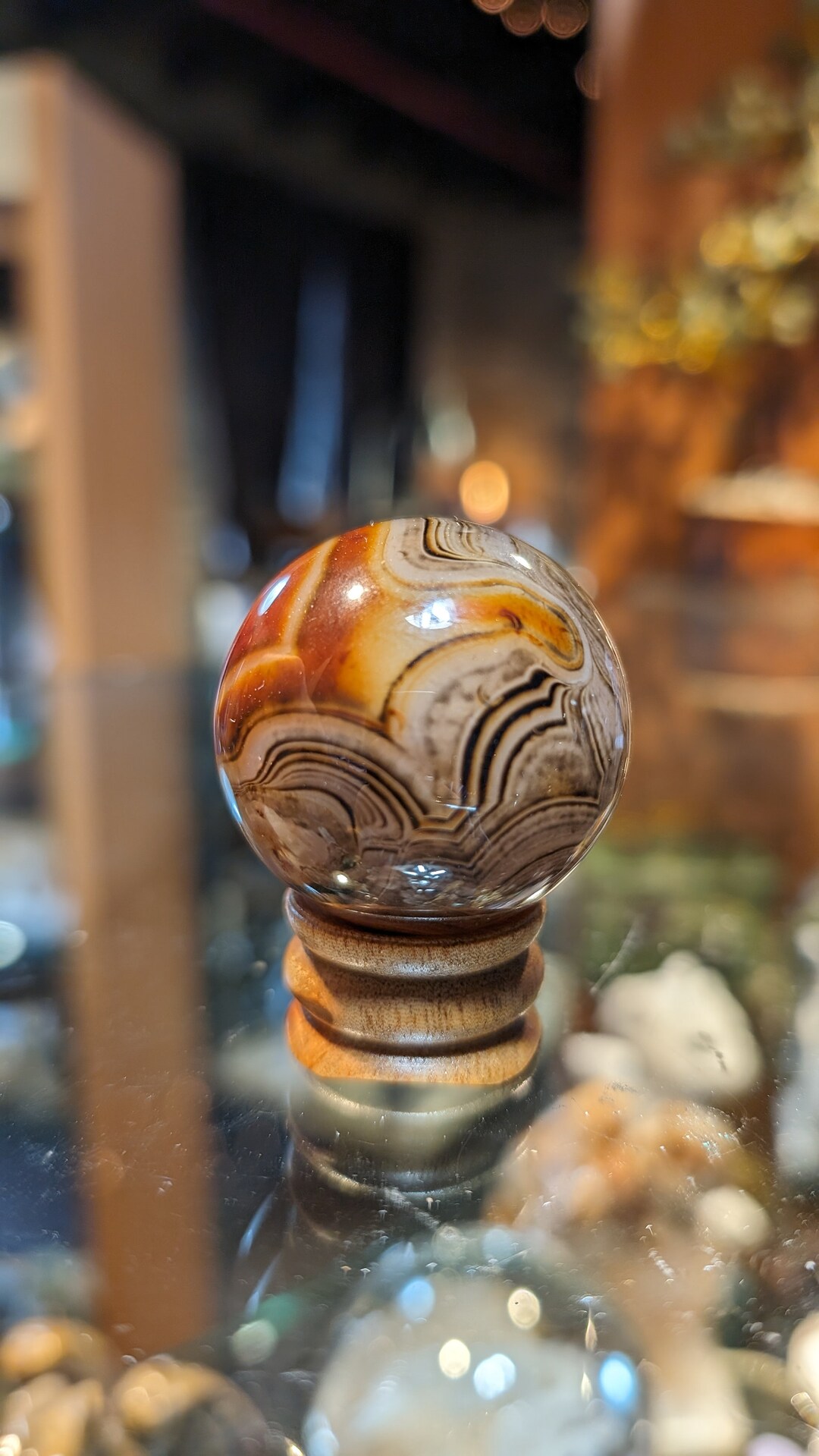 Sardonyx Sphere Stone Banded Agate Root Chakra Brown White Swirls ...