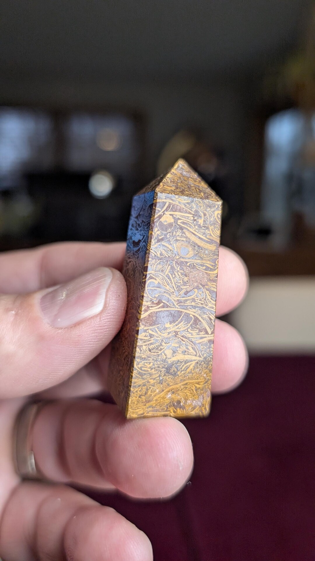 Calligraphy Jasper Stone Point Obelisk Wand Brown Scribbles Crystal ...