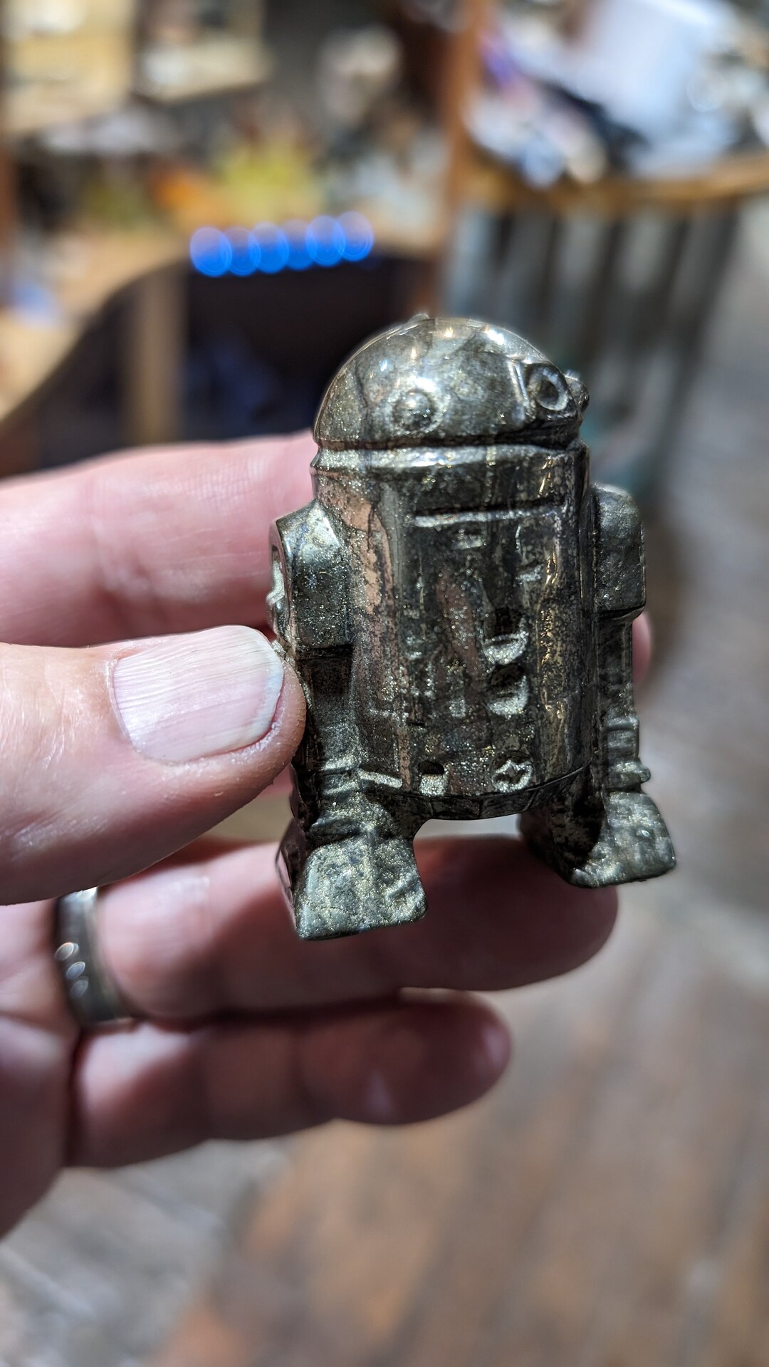 Pyrite Stone Carved Robot Statue Star Carving Protection Memory Who23c4 ...