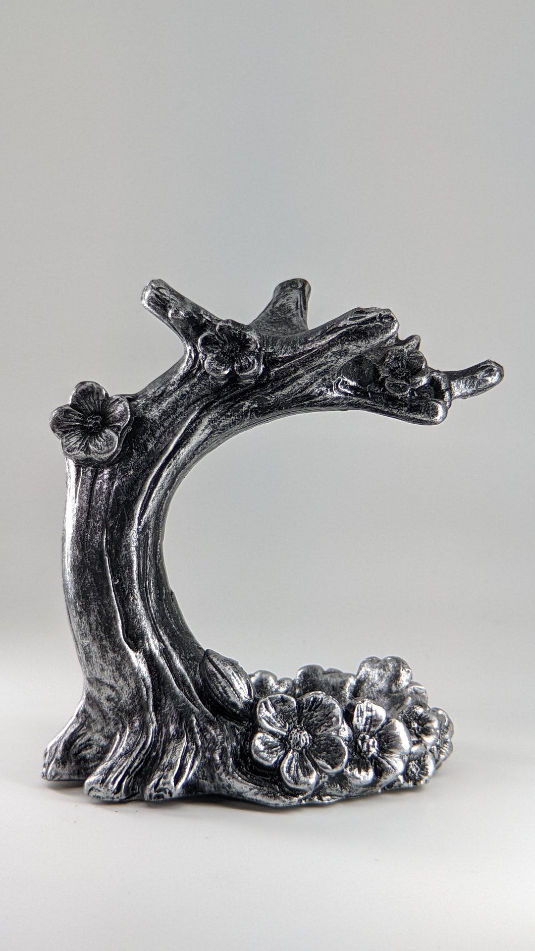 Silver Cherry Blossom Tree Double Crystal Stone Sphere Stand 2 Spheres ...