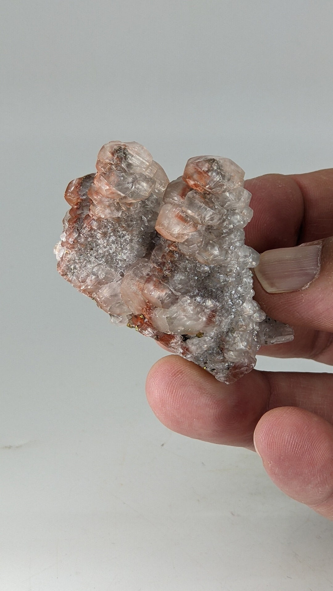 Red Calcite Pagoda Dog Toothed Step Pyrite Crystal Stone Specimen ...