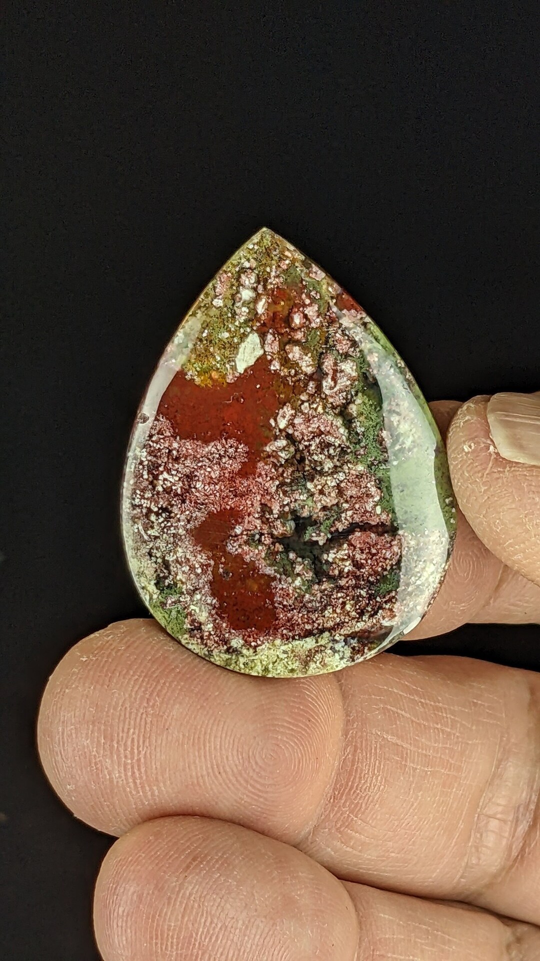 RED Stone Carved Moss Agate Fern Plant Leave Square Cabochon Carving ...