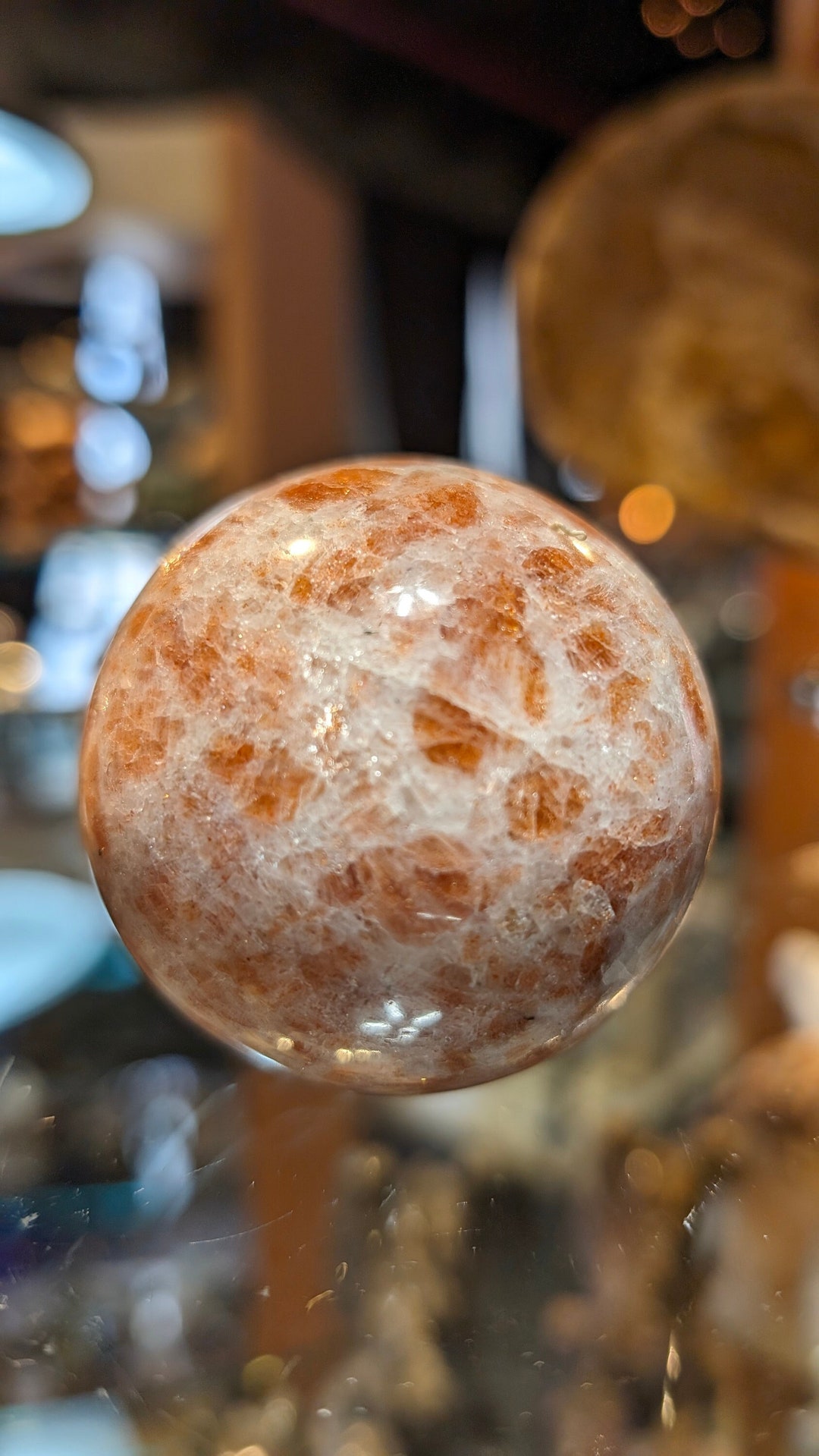 Sunstone Sphere Sparkling Polished Natural Orange Labradorite Feldspar ...