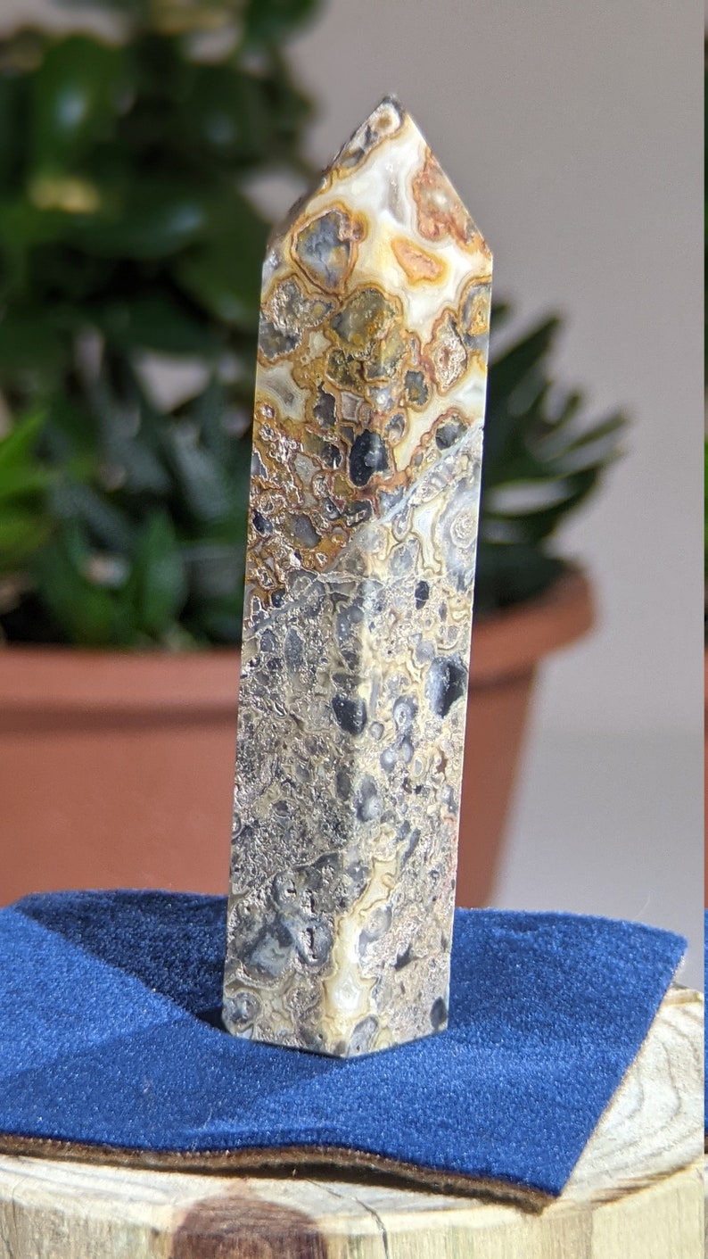 Laguna Crazy Lace Tan and Cream Agate Tower Point Obelisk - Etsy