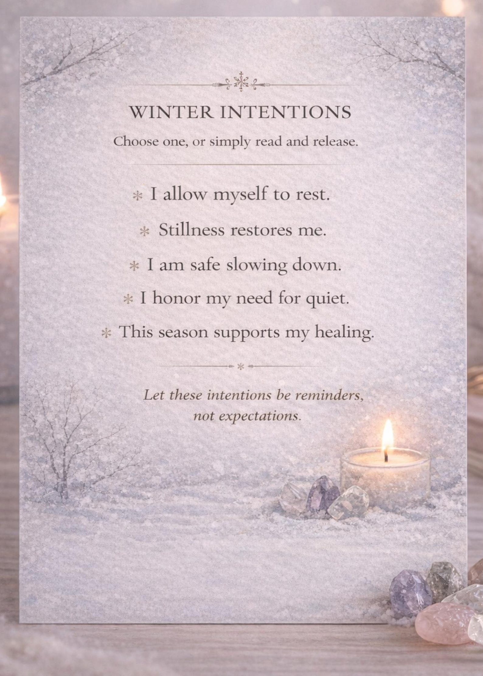 Winter Energy Guide Printable Seasonal Crystal Guide Calm Rest 8 by 10 ...