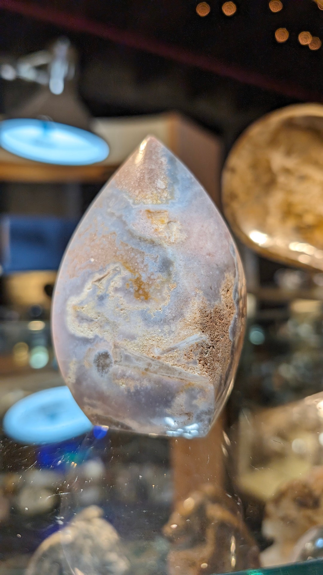 Ocean Jasper Stone Carved Flame Joy Happiness Communication Pink Blue ...