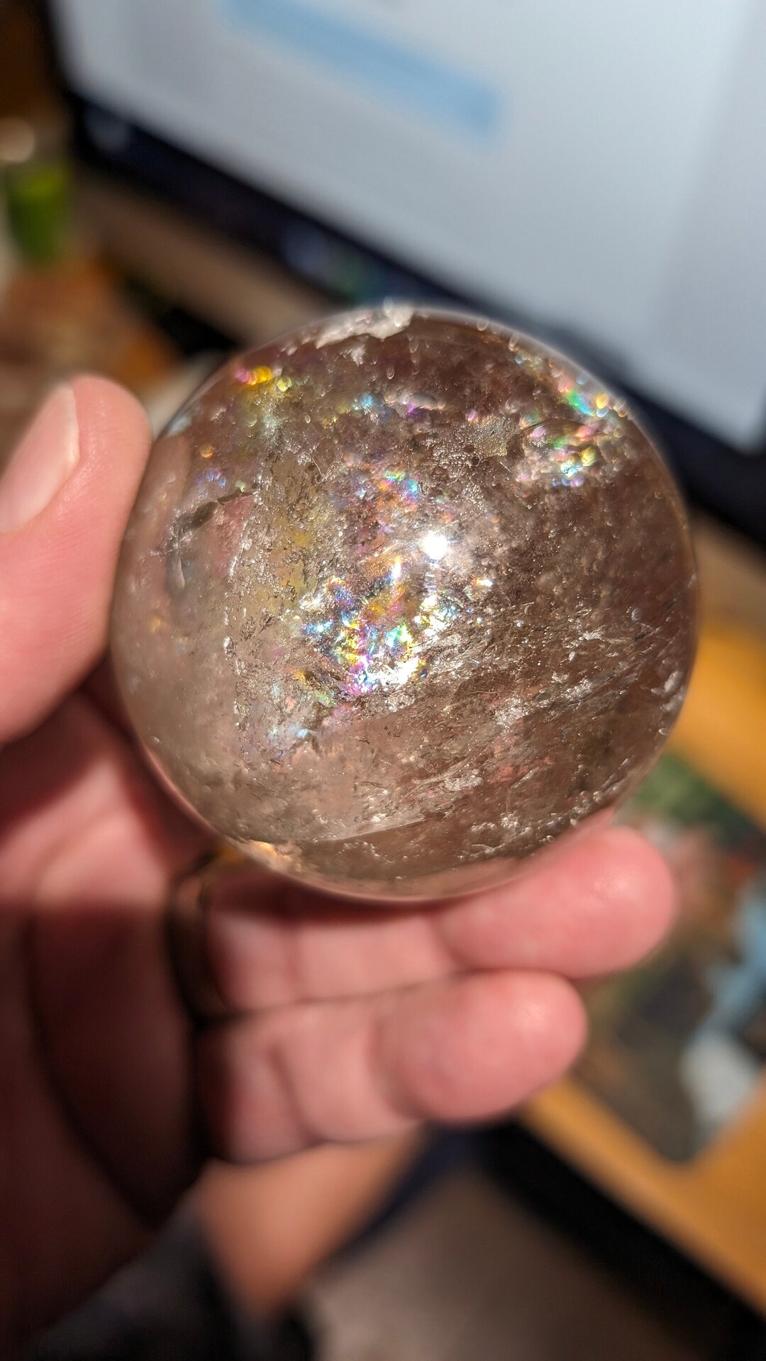 Quartz Crystal Sphere Stone Master Healer Amplify Energy Rainbows ...