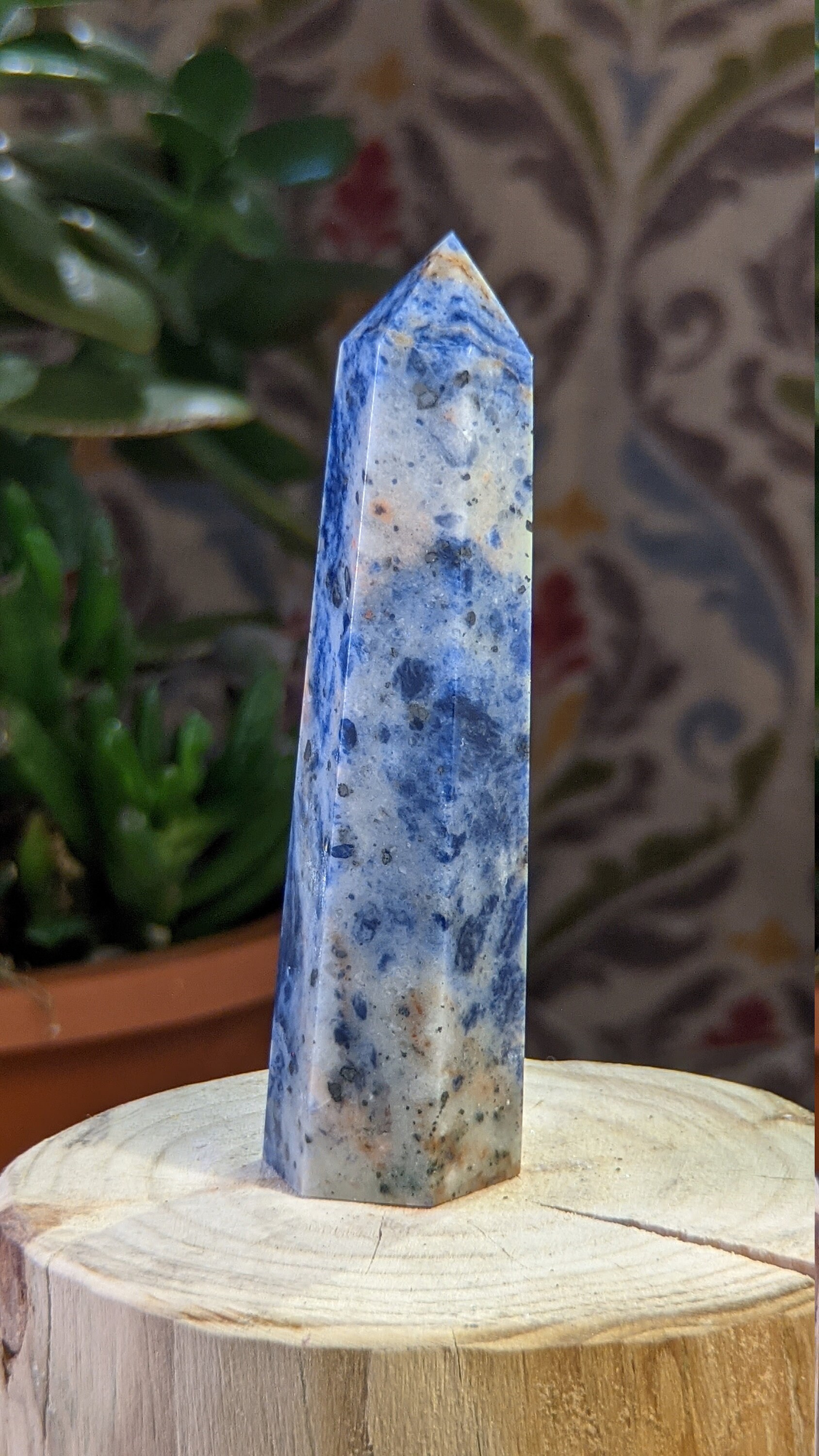 Blue Beige Sodalite Tower Point Obelisk Whog004 - Etsy
