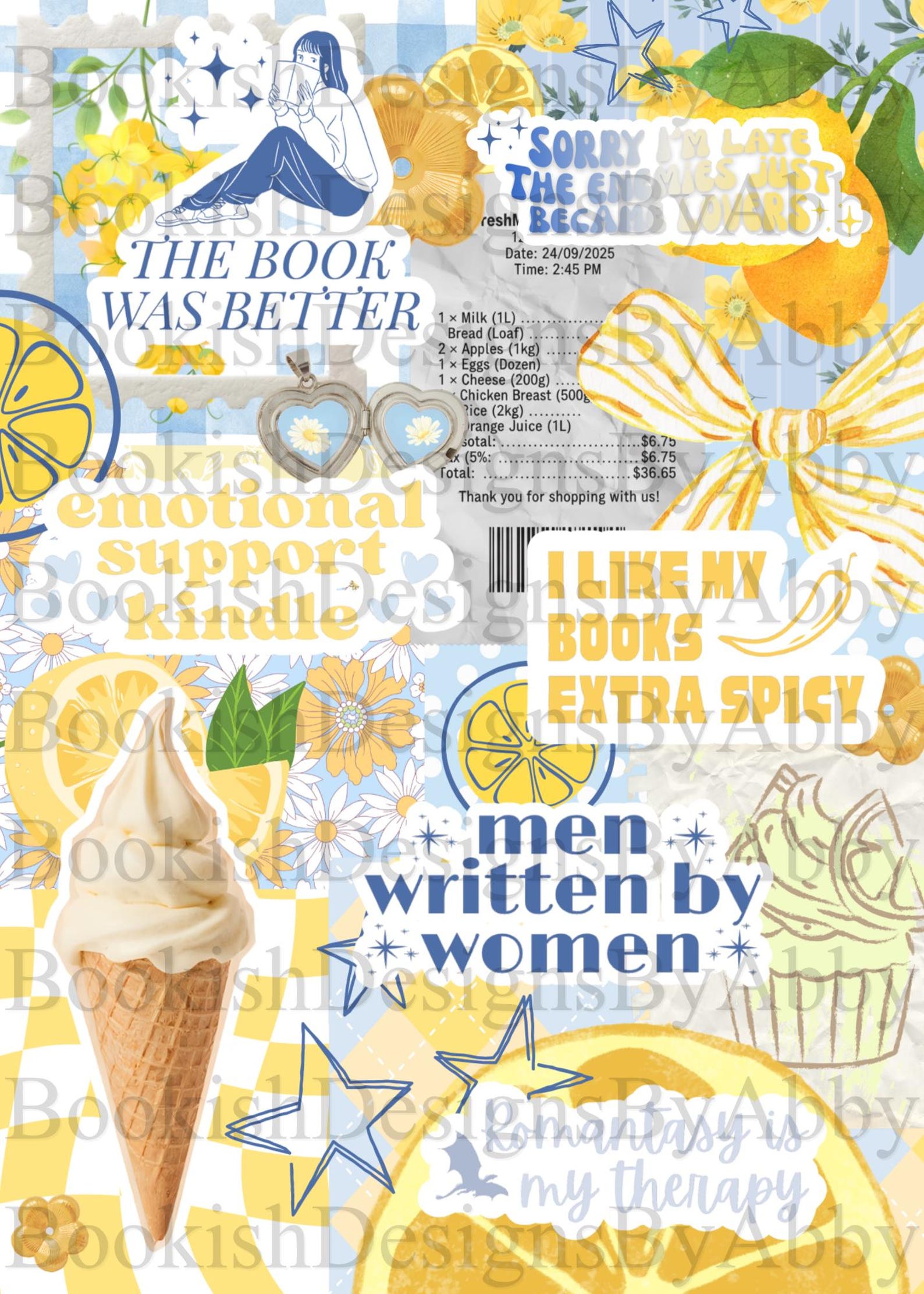 Summer Lemon Kindle Insert | DIGITAL DOWNLOAD - Etsy UK