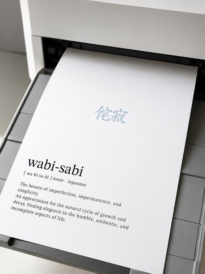 Wabi Sabi Definition Print | Minimalist Japanese Poster | Zen Wall Art ...