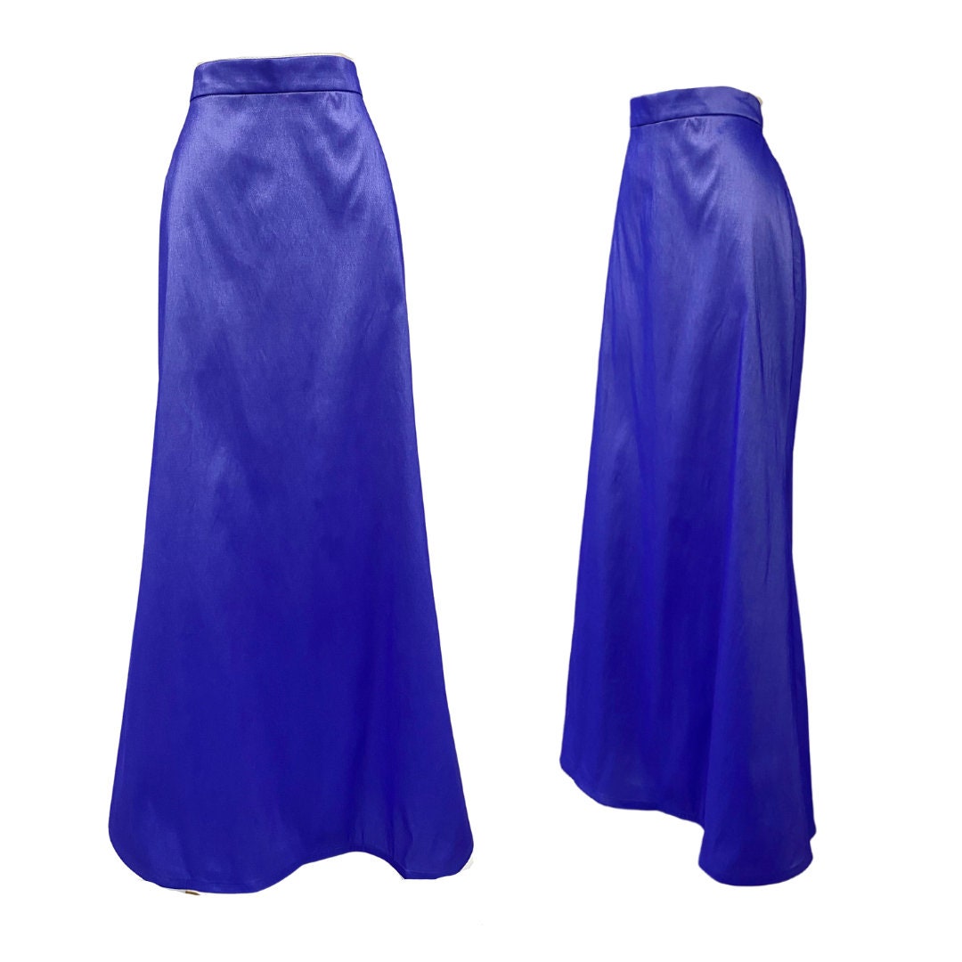 Vtg Vintage 1990s 90s Y2K Era Sheen Shinny Cobalt Blue Fluted Formal ...