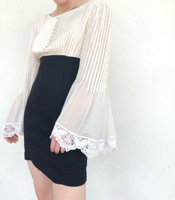 Vintage 80s Marie St Clare black and white dress with… - Gem