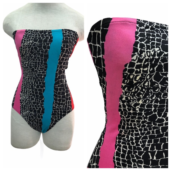 One Piece Vintage Strapless Swimsuit - Etsy