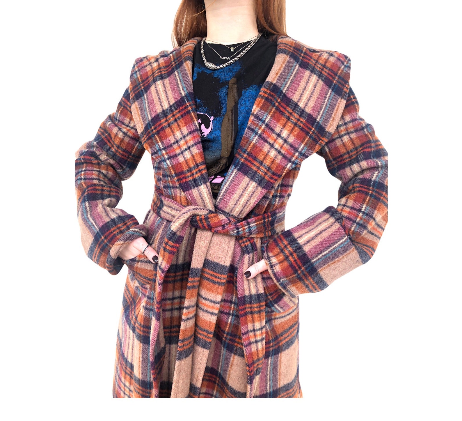 Vintage VTG 1950s 1960s Plaid Patterned Princess Cut Hooded | Etsy