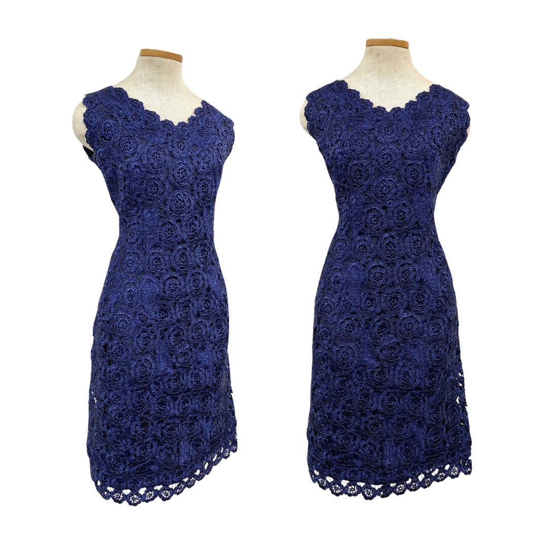 Vtg 40s 50s 1940s Mid Century Bombshell Pin up Raffia Crochet Navy ...