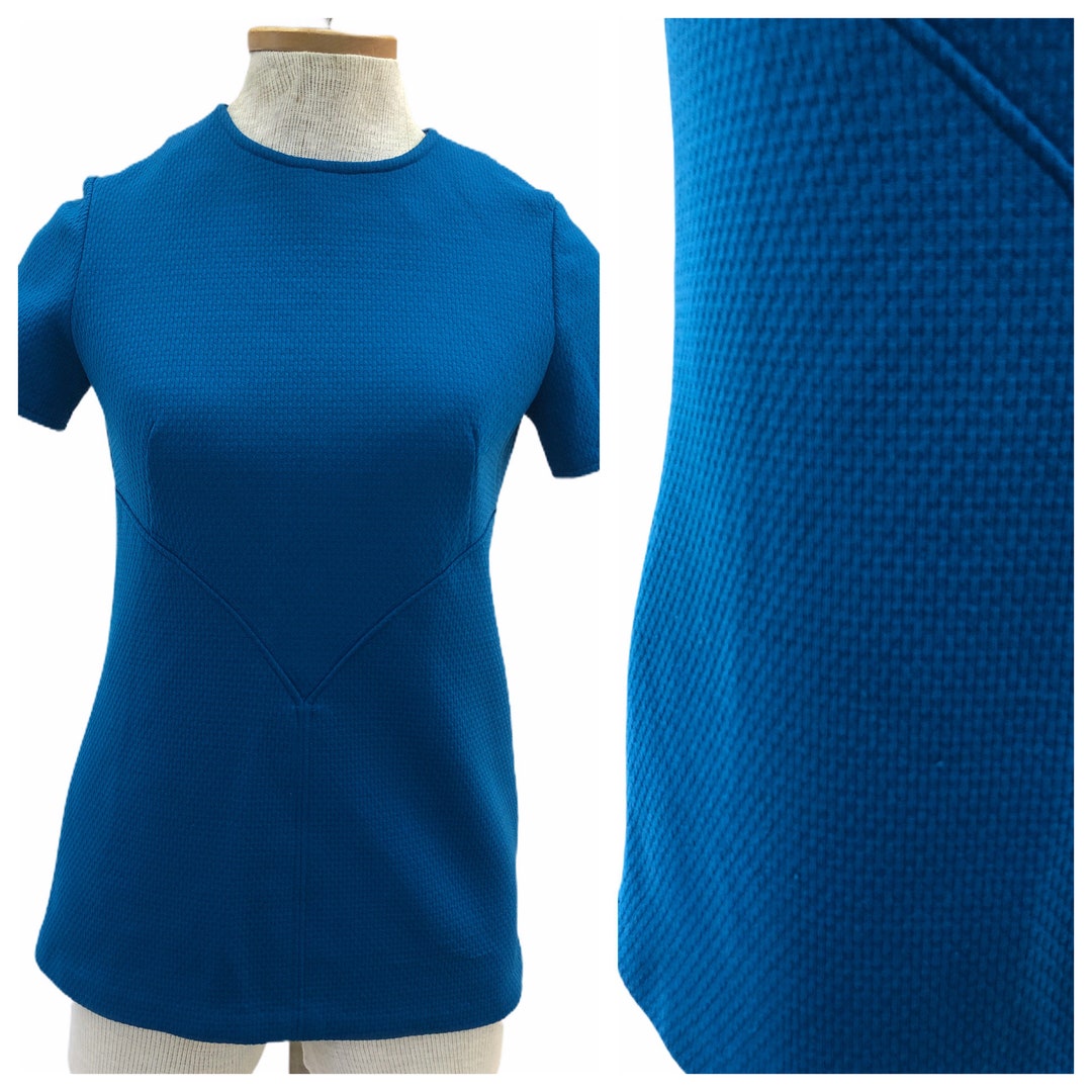 Vintage VTG 1970s 70s Blue Fitted Tailored Top Blouse - Etsy