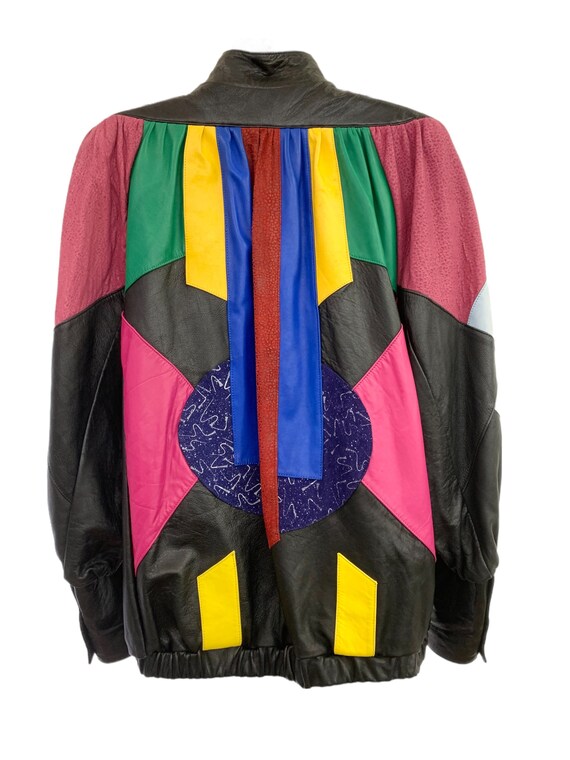 Vtg Vintage 1980s 80s Bright Colorblock New Wave Leat… - Gem