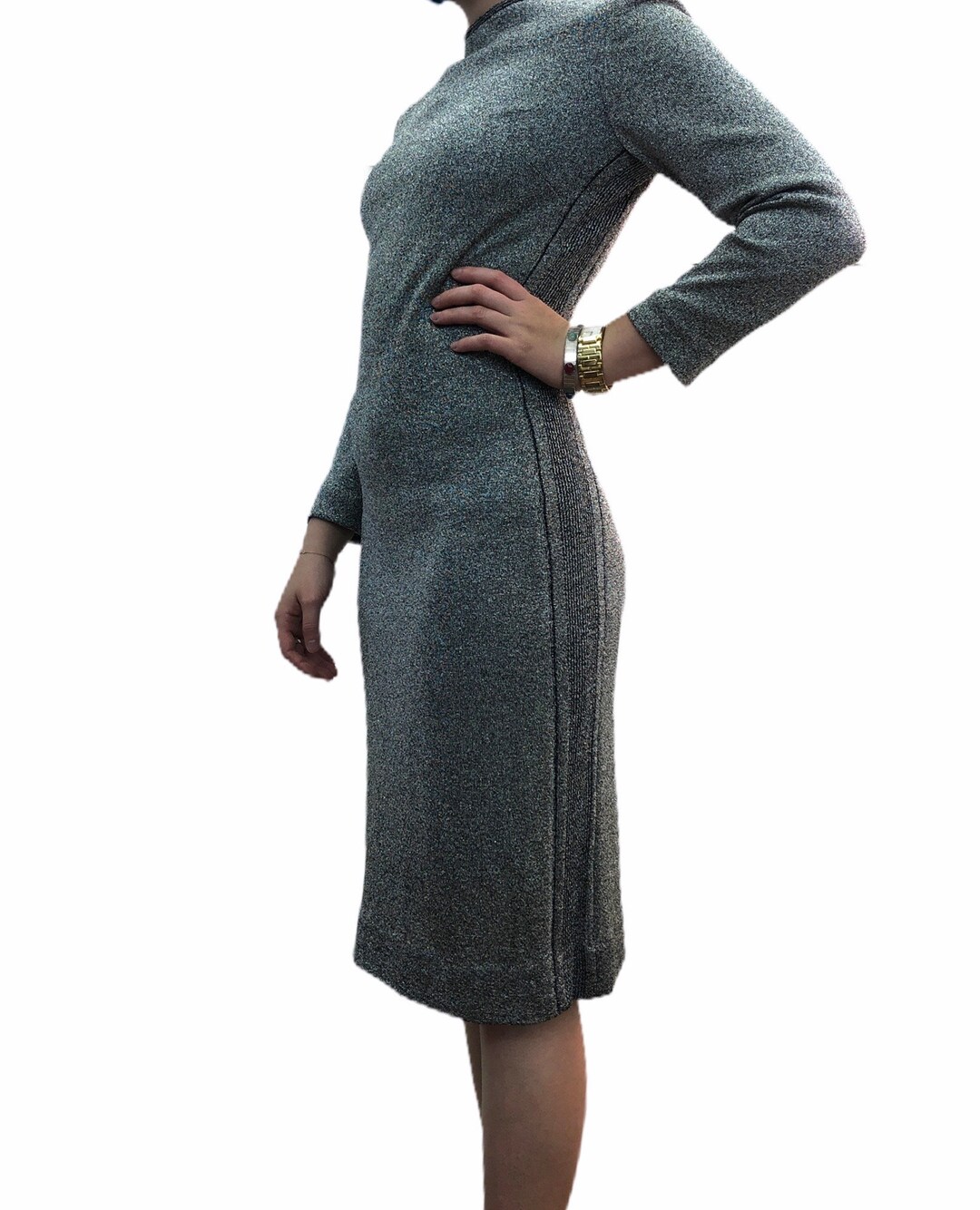 Vintage VTG 1970s 70s Silver Metallic Knit Dress - Etsy