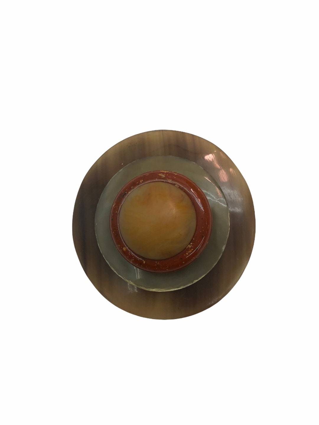 Vintage VTG Brown Orange Acrylic Enamel Circle Round Boho Brooch Pin - Etsy