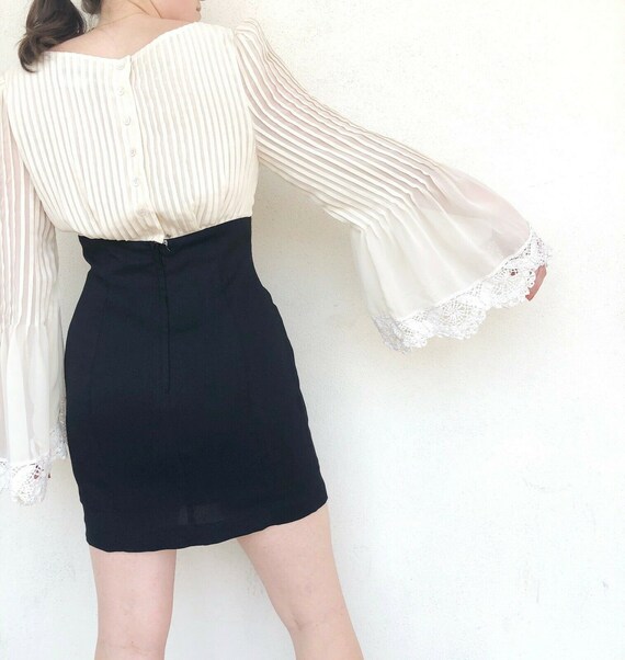 Vintage 80s Marie St Clare black and white dress with… - Gem