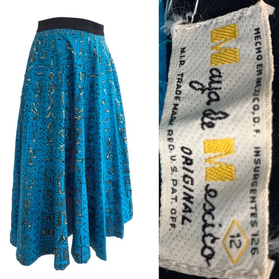 Vtg Vintage 1950s Mexican Block Print Sequin Embroide… - Gem
