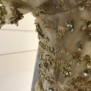 Vintage 70s Harvey Berin Beige Gold Beaded Rhinestone Semi Sheer ...