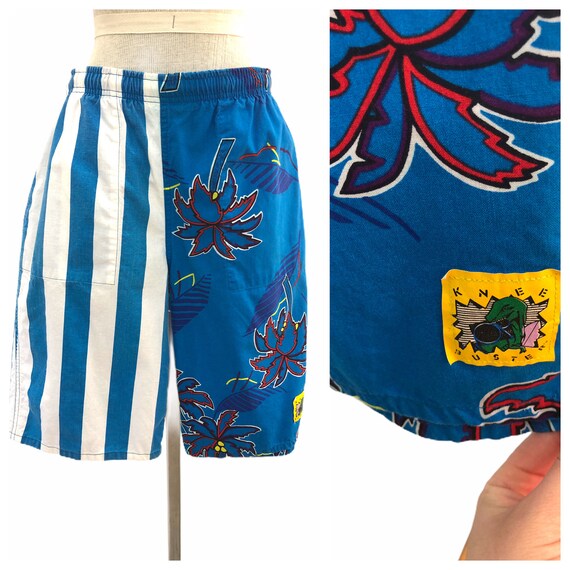 Vintage VTG 1980s 80s Knee Buster Stripe Floral Patte… - Gem