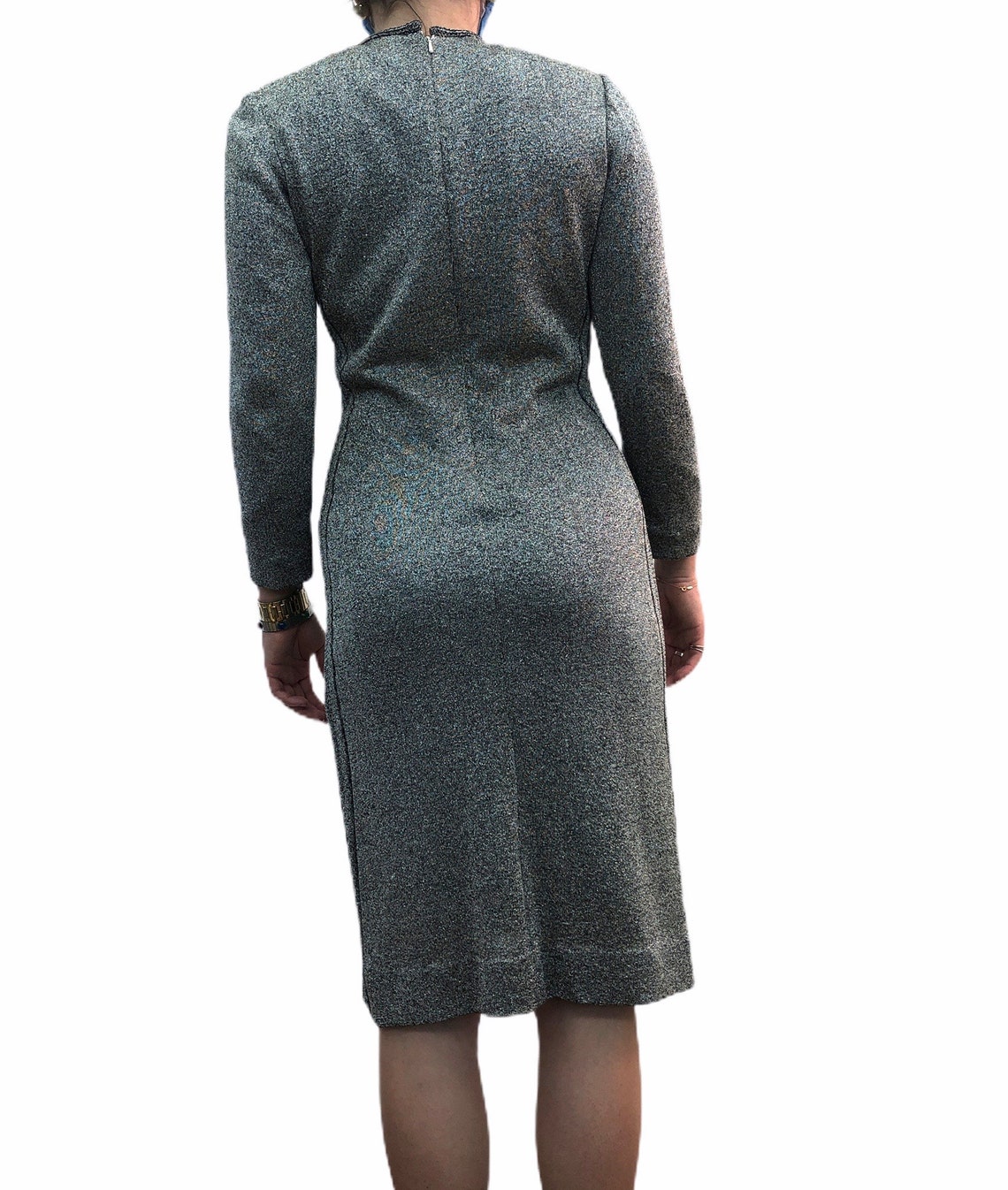 Vintage VTG 1970s 70s Silver Metallic Knit Dress - Etsy