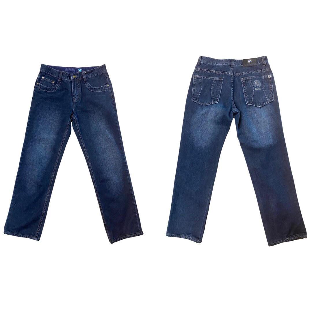 Vtg Vintage 1990s 90s Designe BMS Dark Wash Denim Streetwear Biker ...