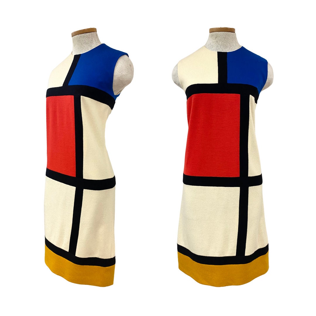 Vtg 60s 70s Rare Mondrain Style Pop Art Mod Go Go Barbara Lee Shift ...