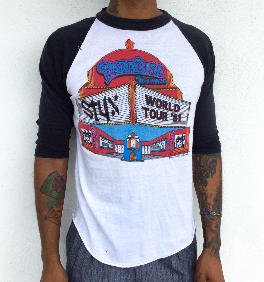 Vintage 1981 Styx World Tour Concert Tee, '81 Styx Band Baseball Tee ...