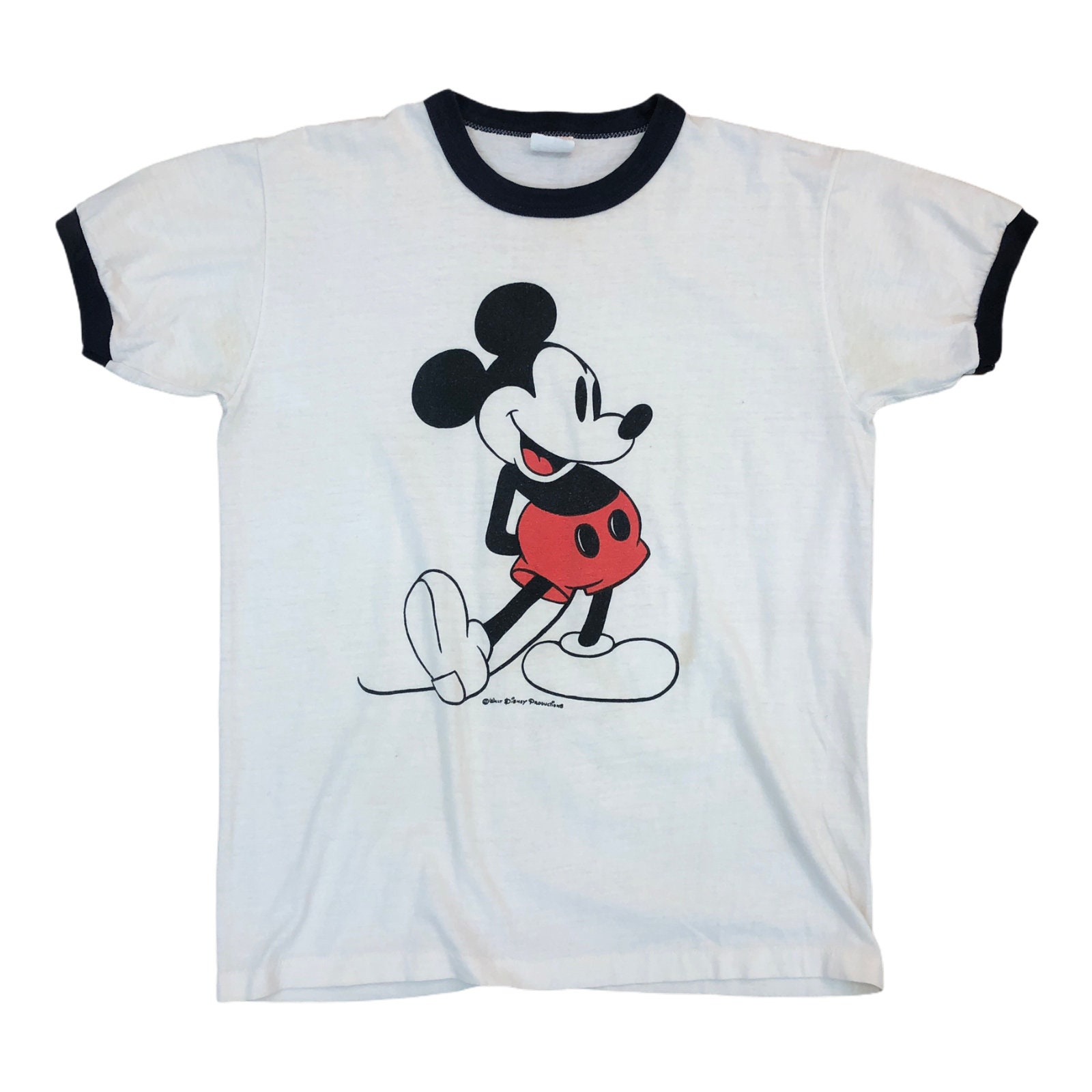 Vintage VTG 1970s 70s Disney Mickey Mouse White Graphic Ringer - Etsy