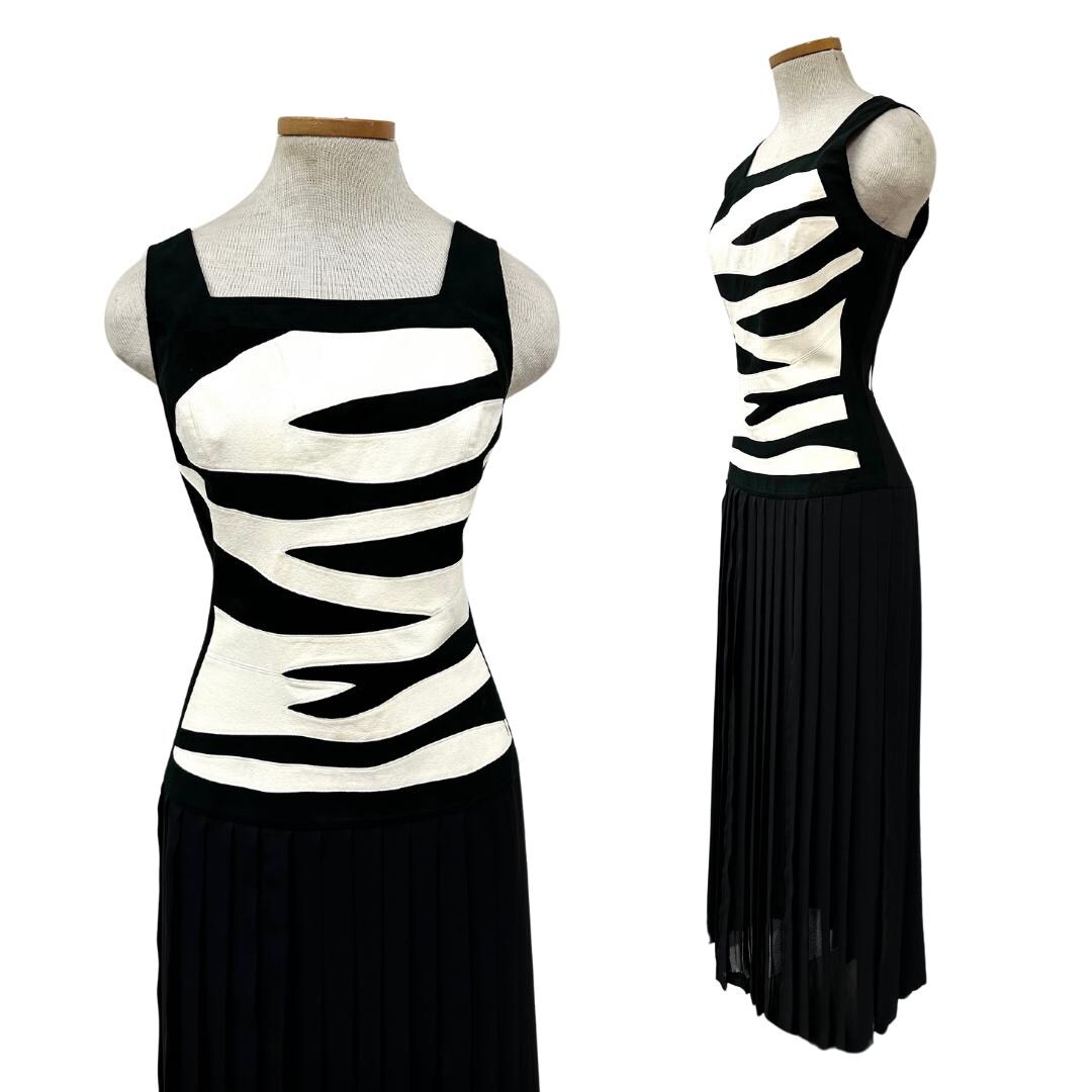 Vtg 90s 1990s Caché Designer Avant-garde Monochrome Drop Waist Black ...