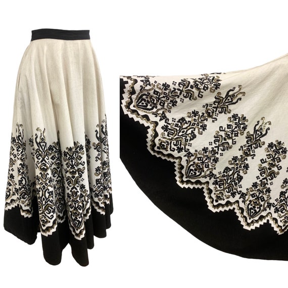 Vtg Vintage 1950s Mexican Block Print Sequin Embroide… - Gem